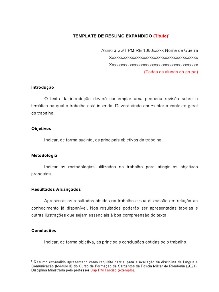 Template Do Resumo Explandido | PDF