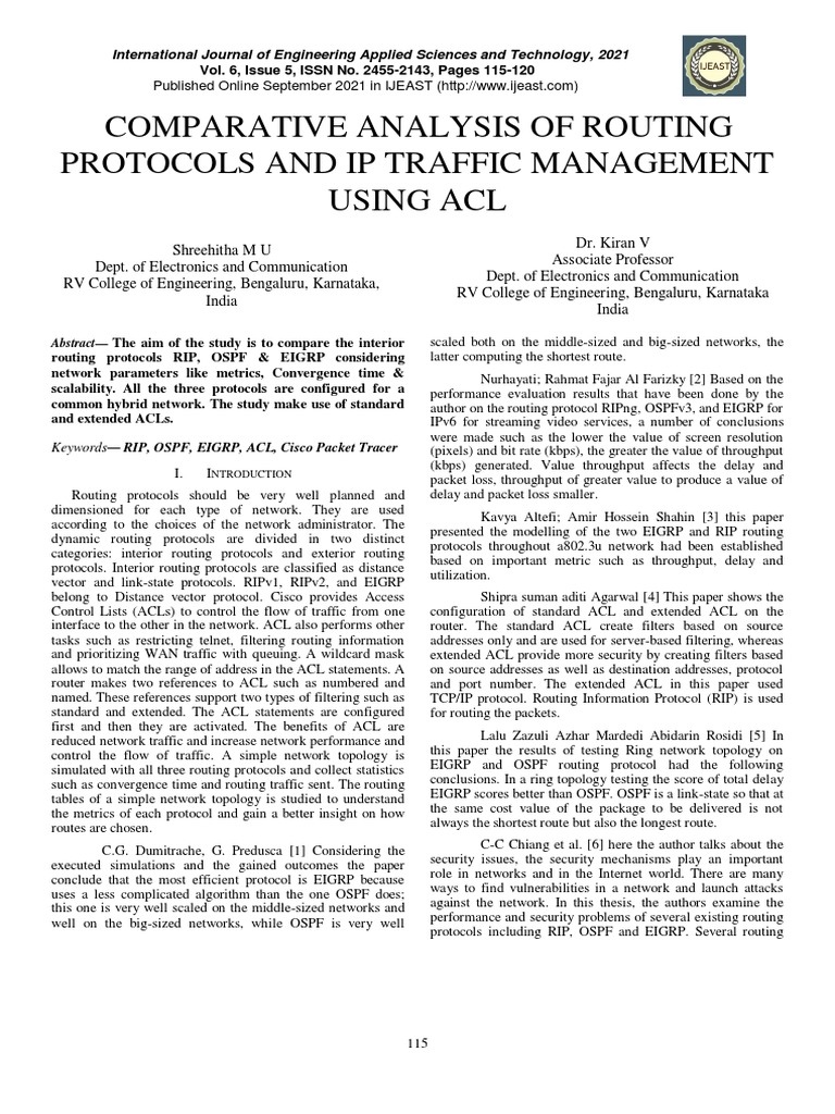 Comparative Analysis Of Routing Protocols And Ip T Pdf Routing Computer Network
