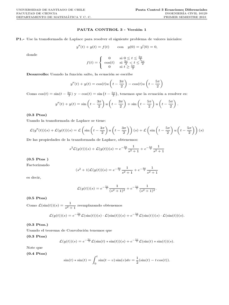 Control3 v1 2018 1 | PDF | Transformada de Laplace | Matemáticas Aplicadas