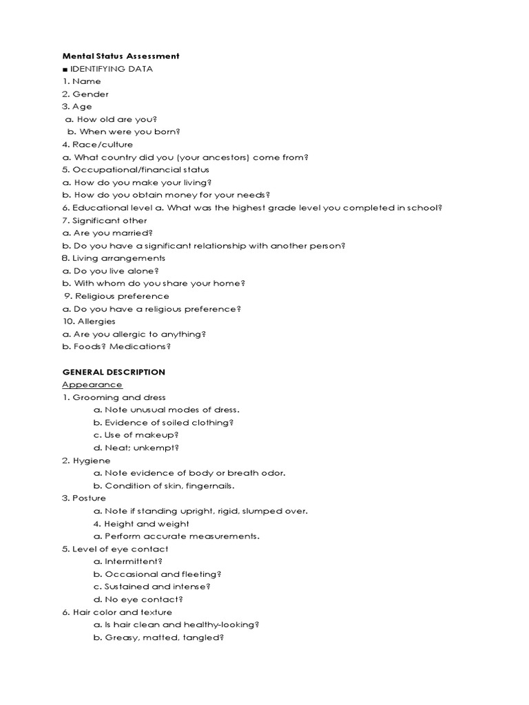 Mental Status Assessment: A Comprehensive Guide to Evaluating Thought ...
