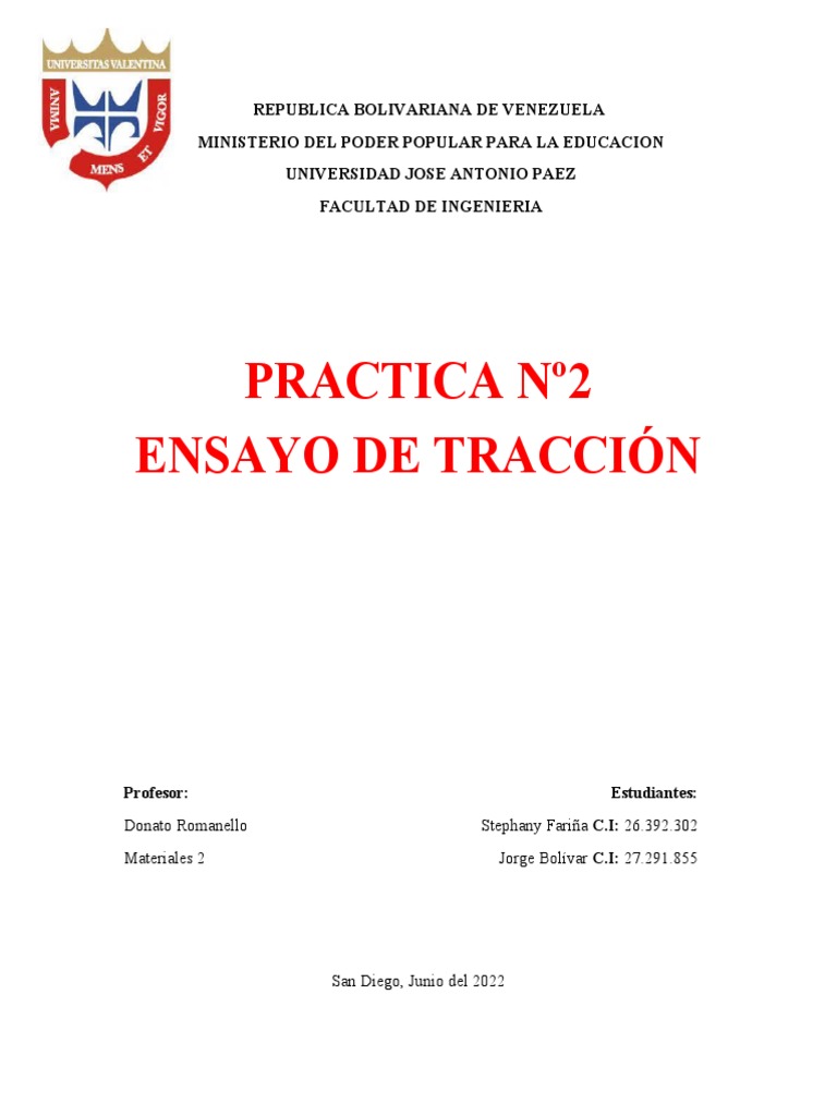 Practica 2-Traccion | PDF | Dislocación | Deformación (ingeniería)