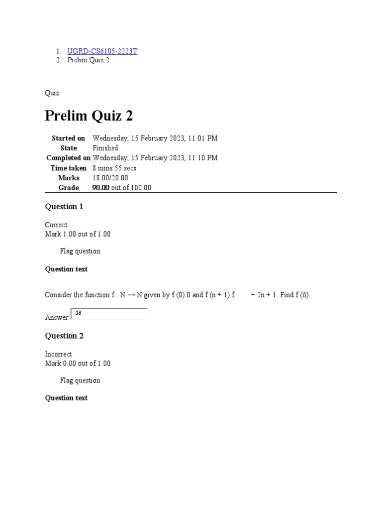 Ugrd-Cs6105-2223t Prelim Quest 2 | PDF | Function (Mathematics) | Mathematical Concepts