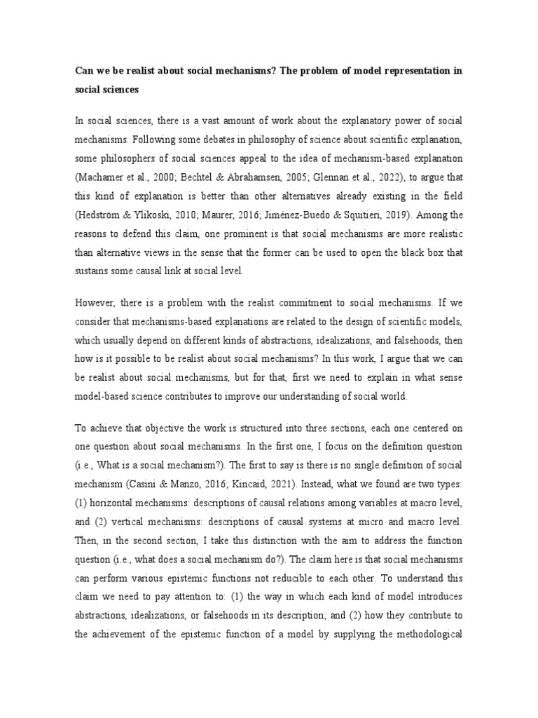 Navigating Scientific Realism About Social Mechanisms: A Framework for ...