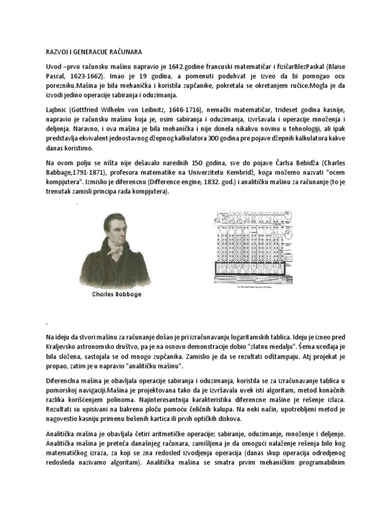 Razvoj I Generacije Računara | PDF