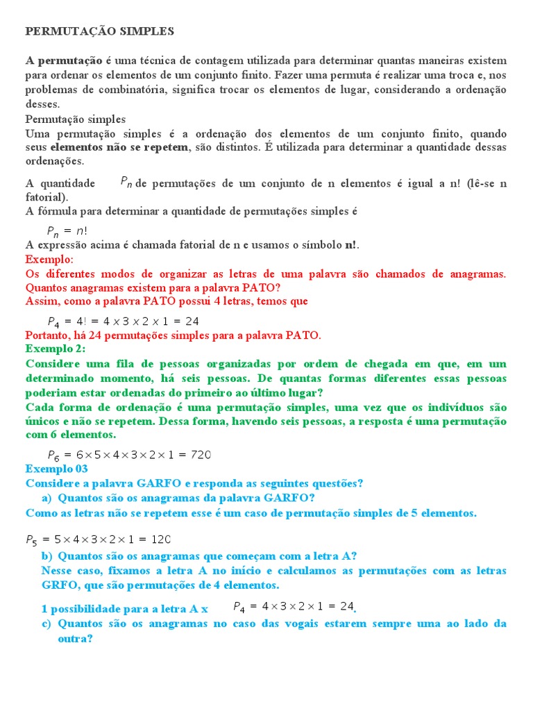 Permutação Simples | PDF