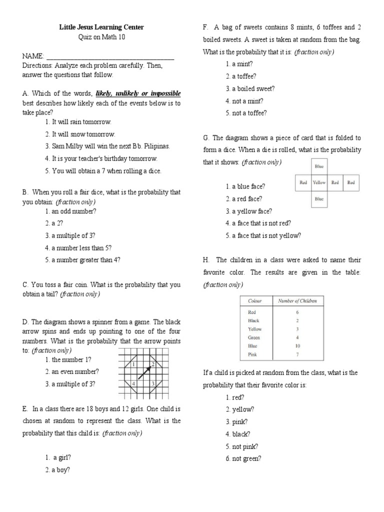 G10 Probability | PDF