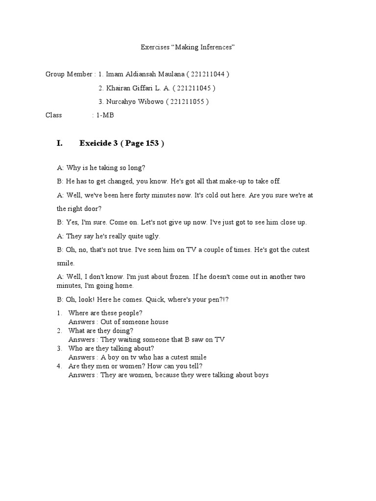 Making Inferences Exercises | PDF