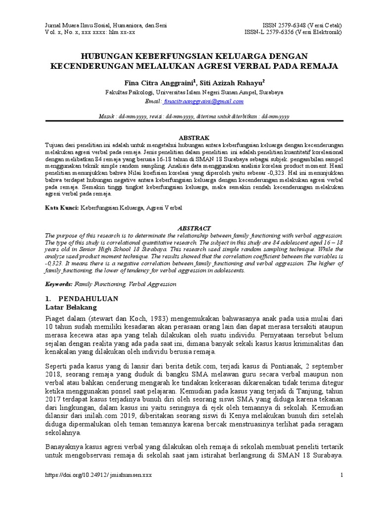 Remaja, Keluarga, dan Agresi Verbal | PDF | Ilmu Sosial | Kesehatan ...