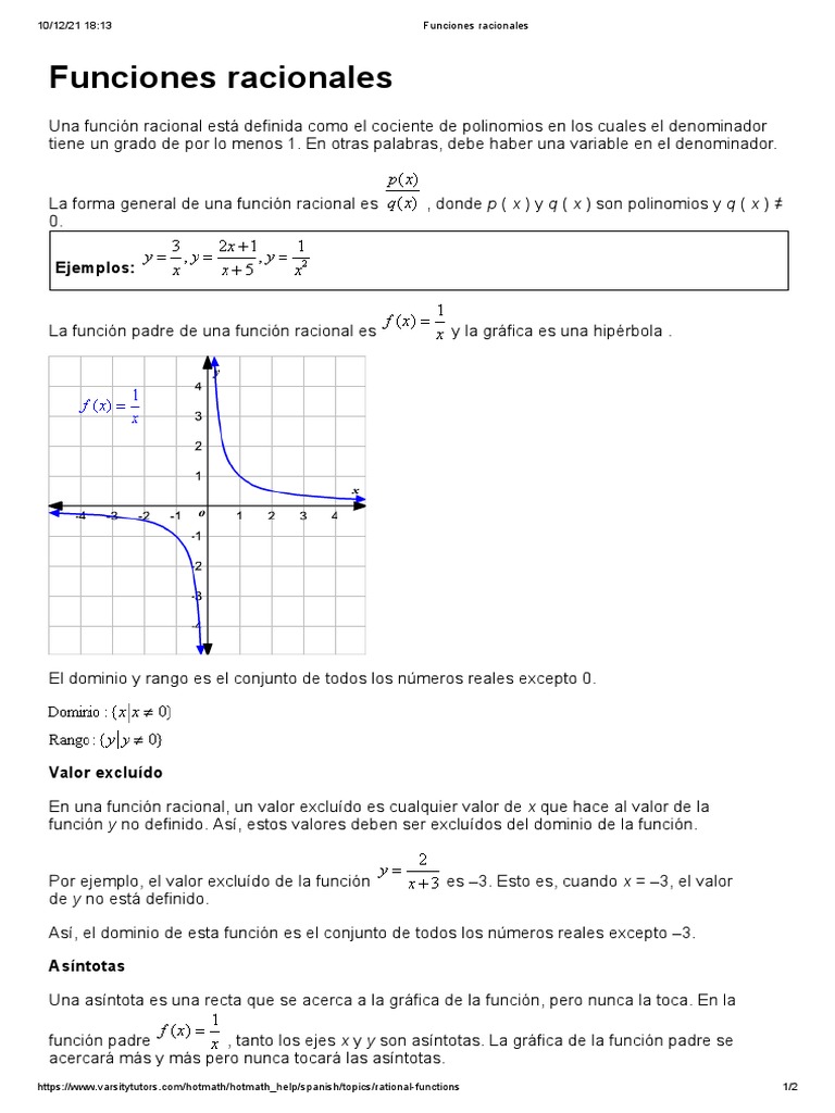 Funciones Racionales | PDF