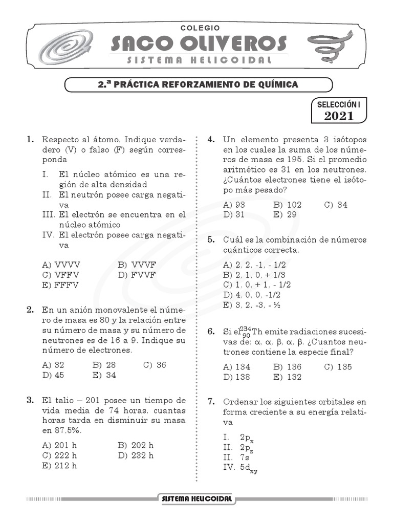 Saco Oliveros: Sistema Helicoidal | PDF | Electrón | Química