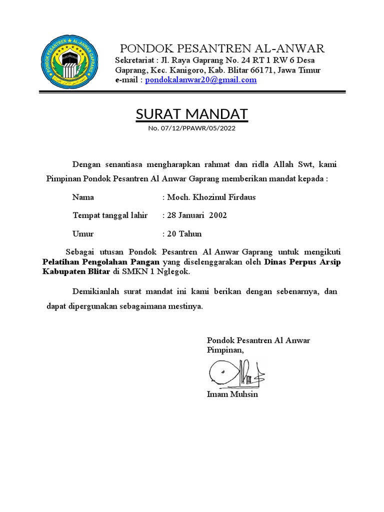Surat Mandat | PDF