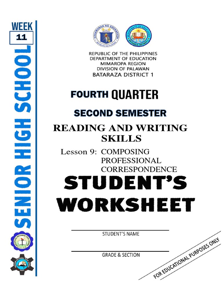 RWS WEEK 11 Composing Professional Correspondence | PDF | Résumé