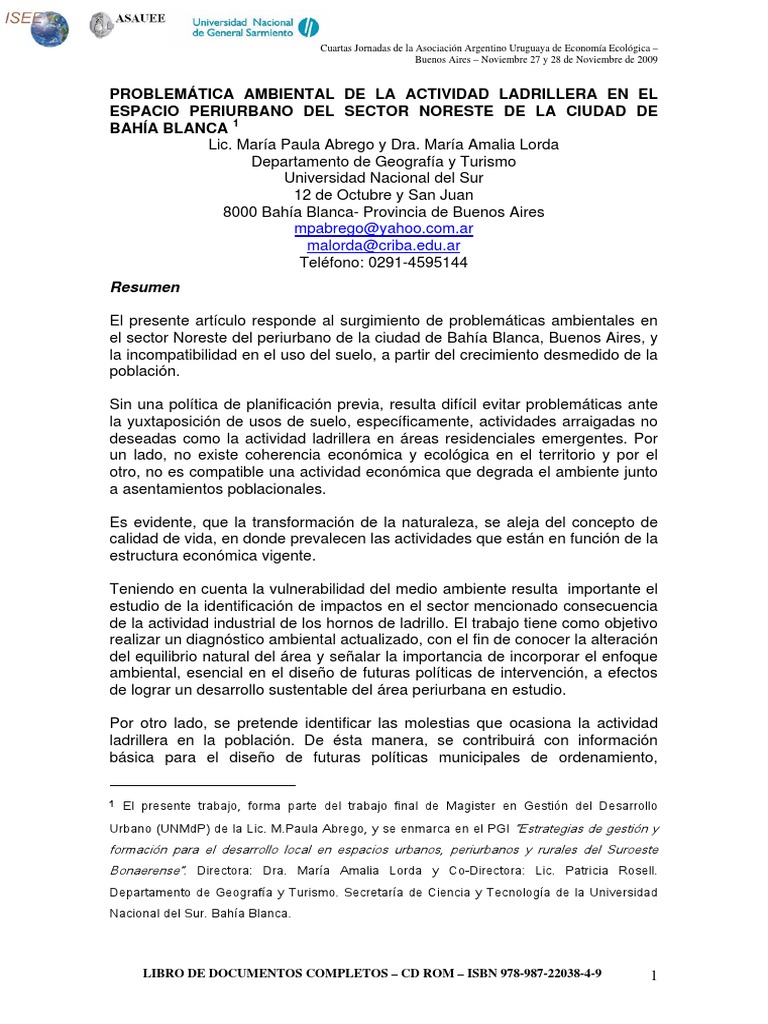 ABREGO - LORDA - Problematica Ambiental de La Actividad Ladrillera PDF | PDF | Entorno natural ...