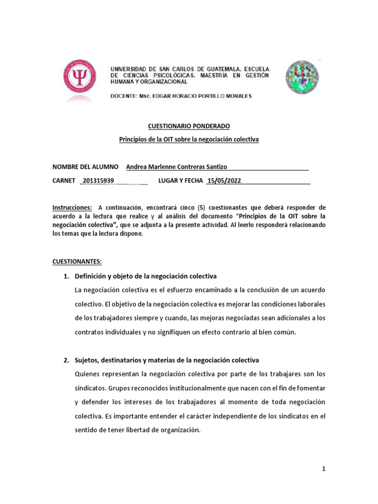 Principios de La OIT - Andrea Marlenne Contreras Santizo PDF | PDF | La ...