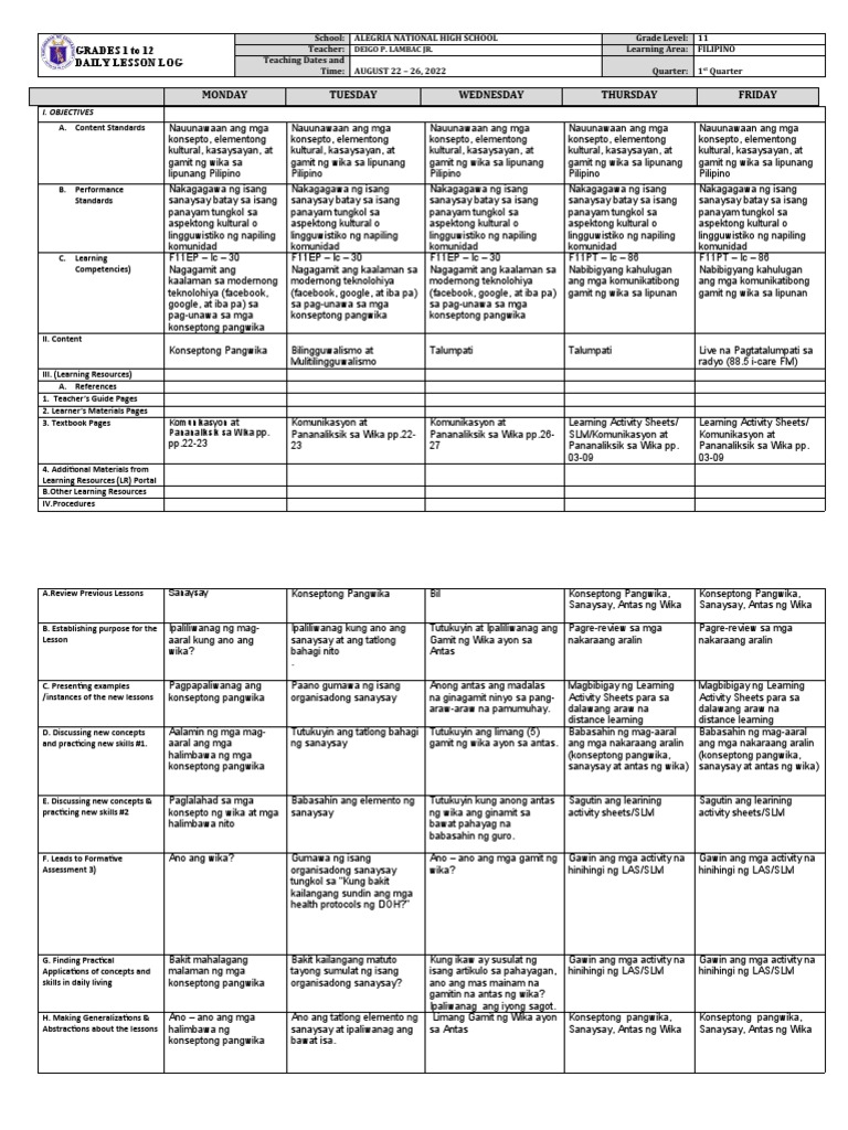 DLL Week 3 (G11) | PDF