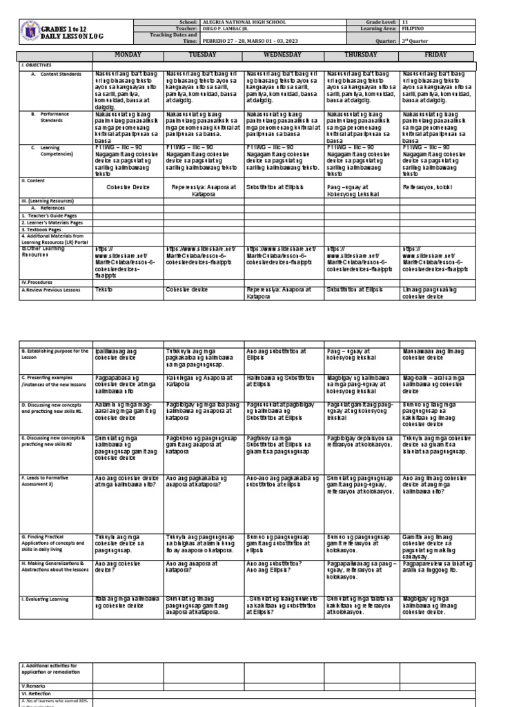 DLL Week 3 (G11) 3RD Quarter | PDF