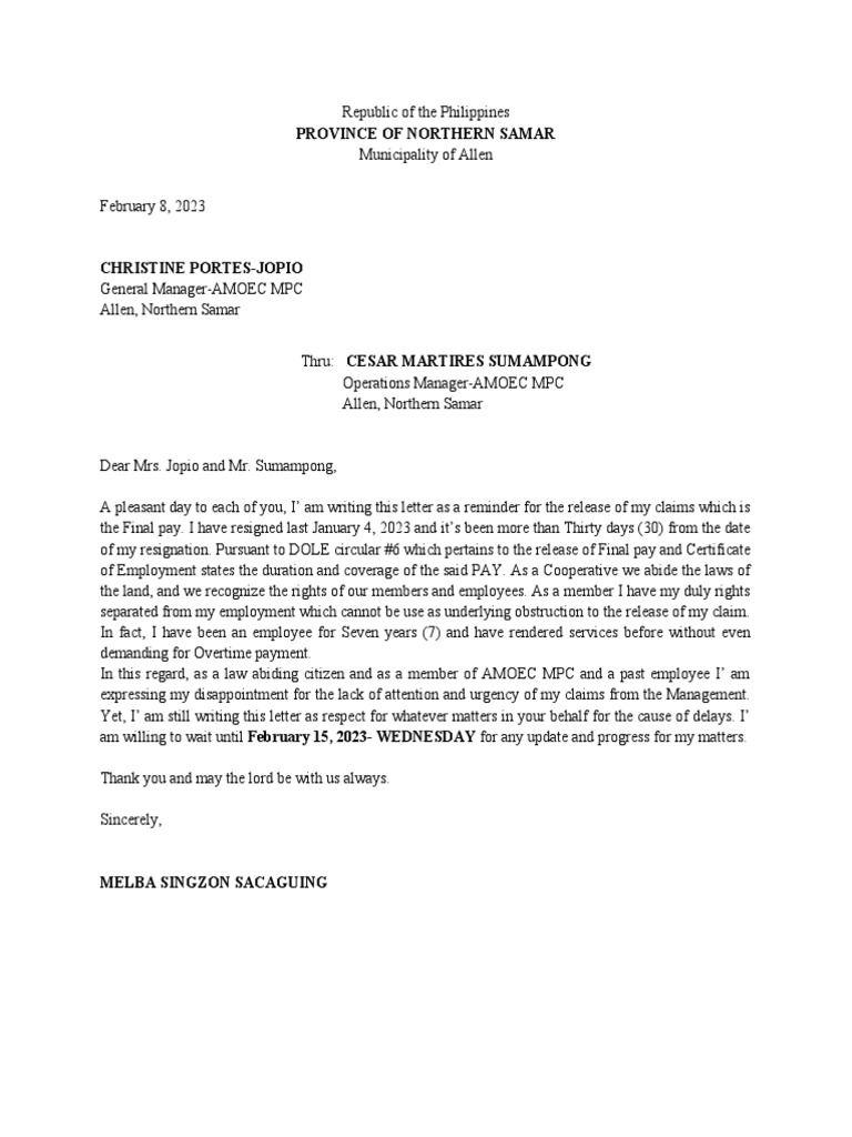 Melbz Letter of Reminder | PDF