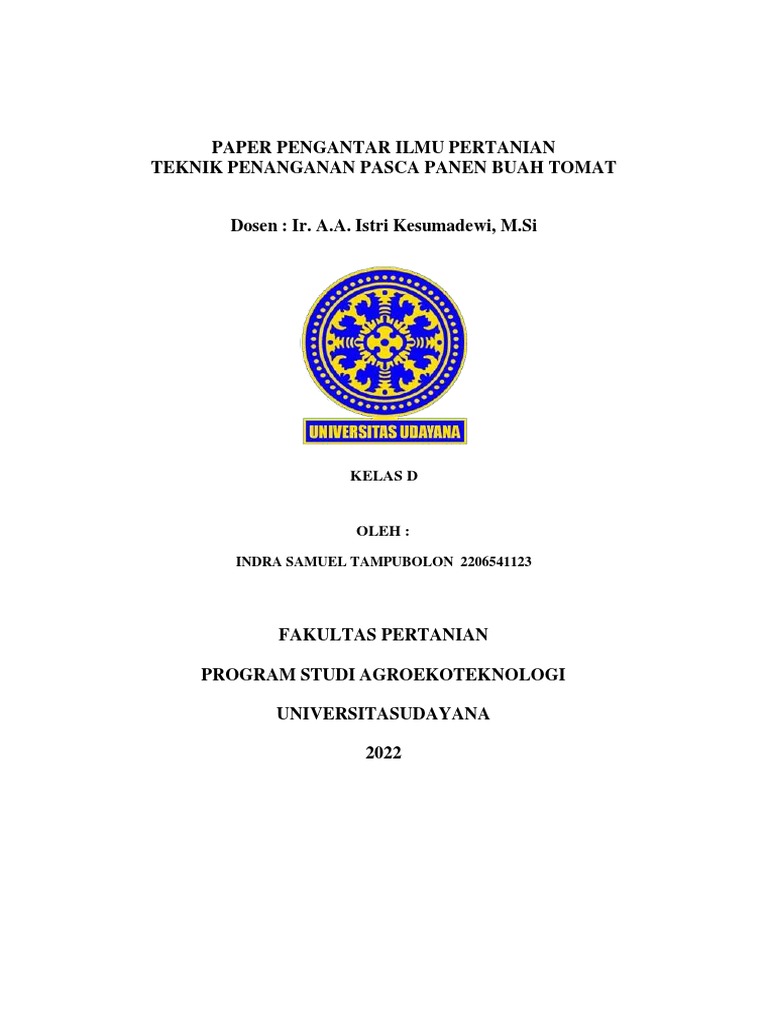 Teknik Pasca Panen Tomat yang Efektif | PDF