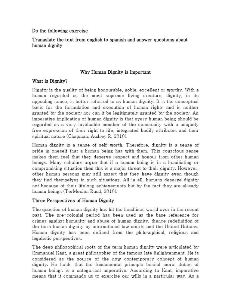 Cuestionamientos Sobre La Dignidad Humana | Download Free PDF | Dignity | Immanuel Kant