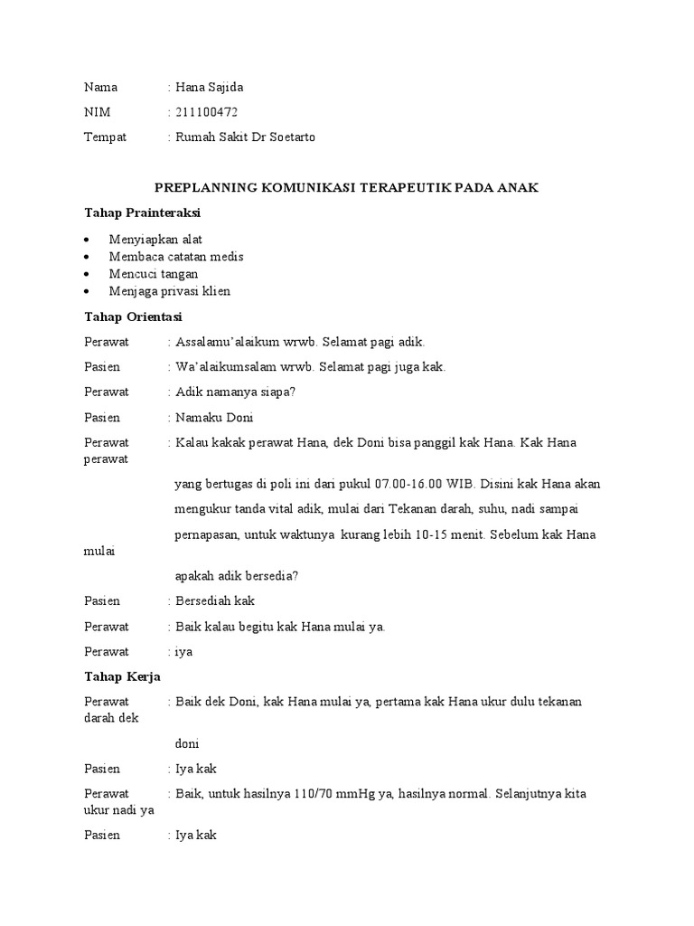 Preplanning Hana Sajida | PDF