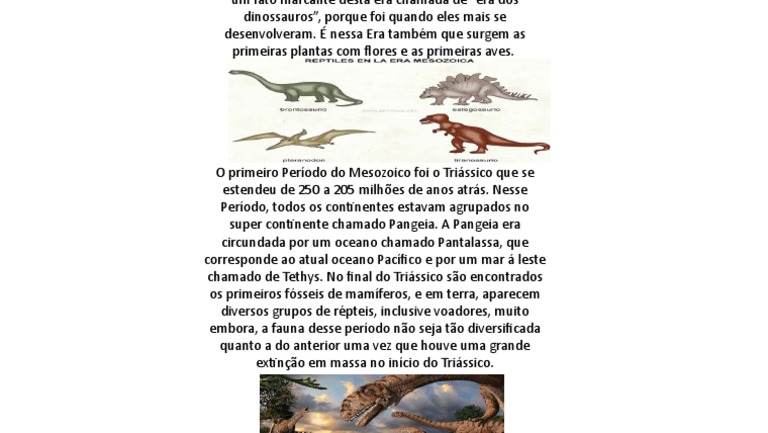 A Era Mesozoica: O surgimento dos dinossauros, aves e primeiras plantas ...