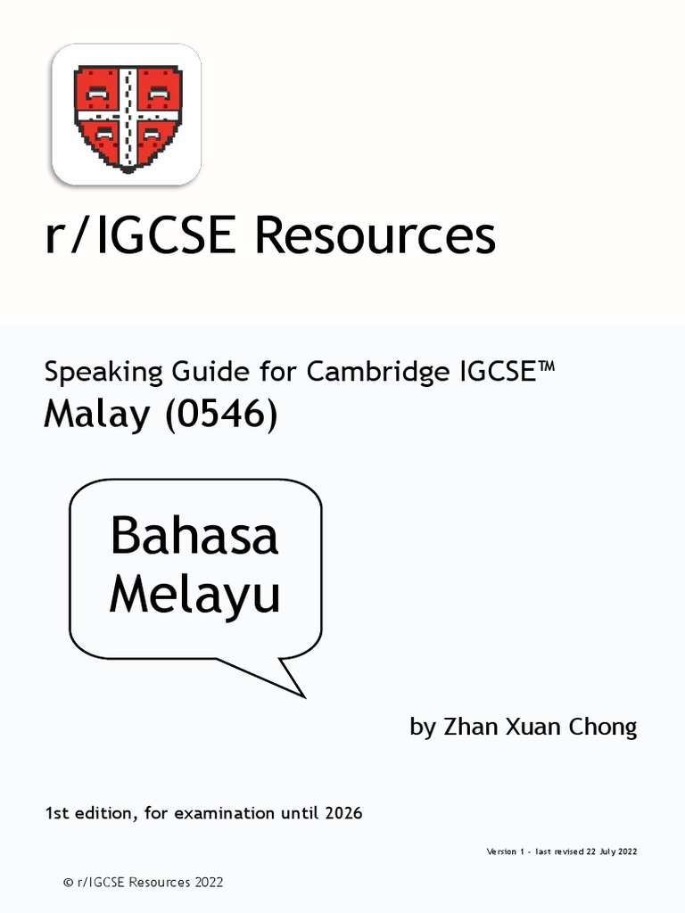 Speaking Guide For IGCSE Malay (0546) - IGCSE Resources - V1 | PDF ...
