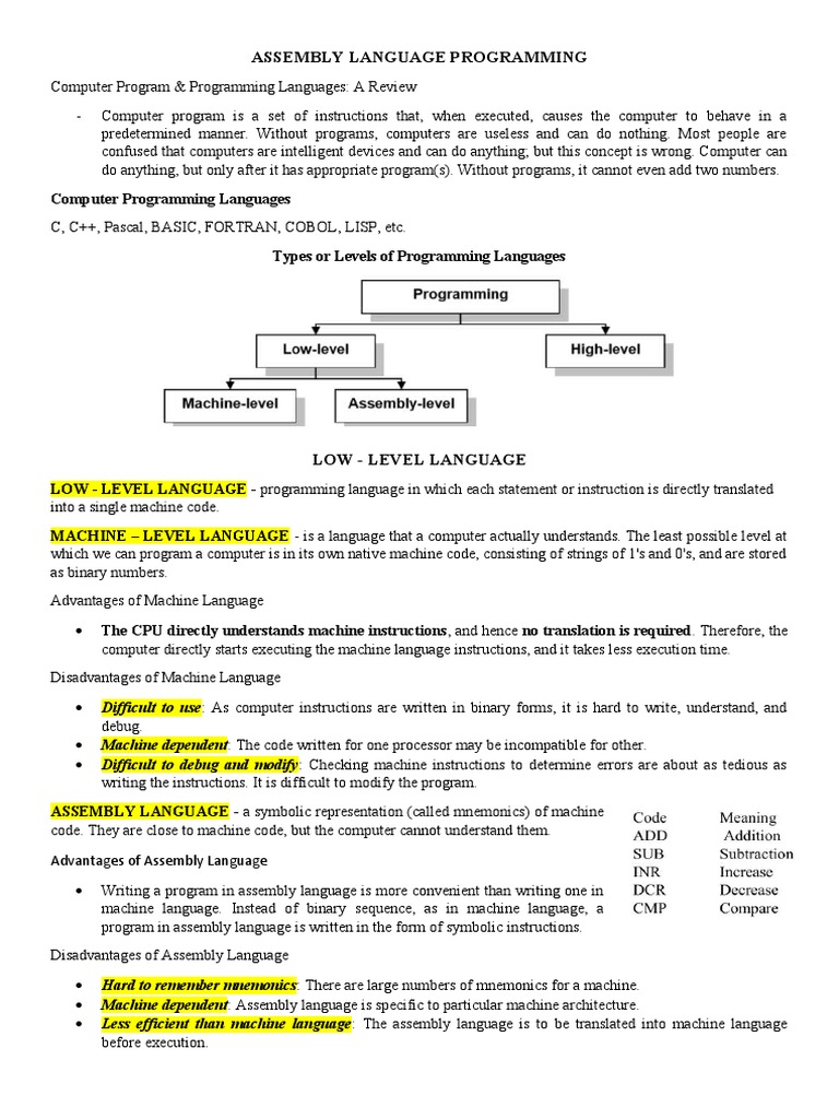 Assembly Language Programming | PDF | Assembly Language | Programming