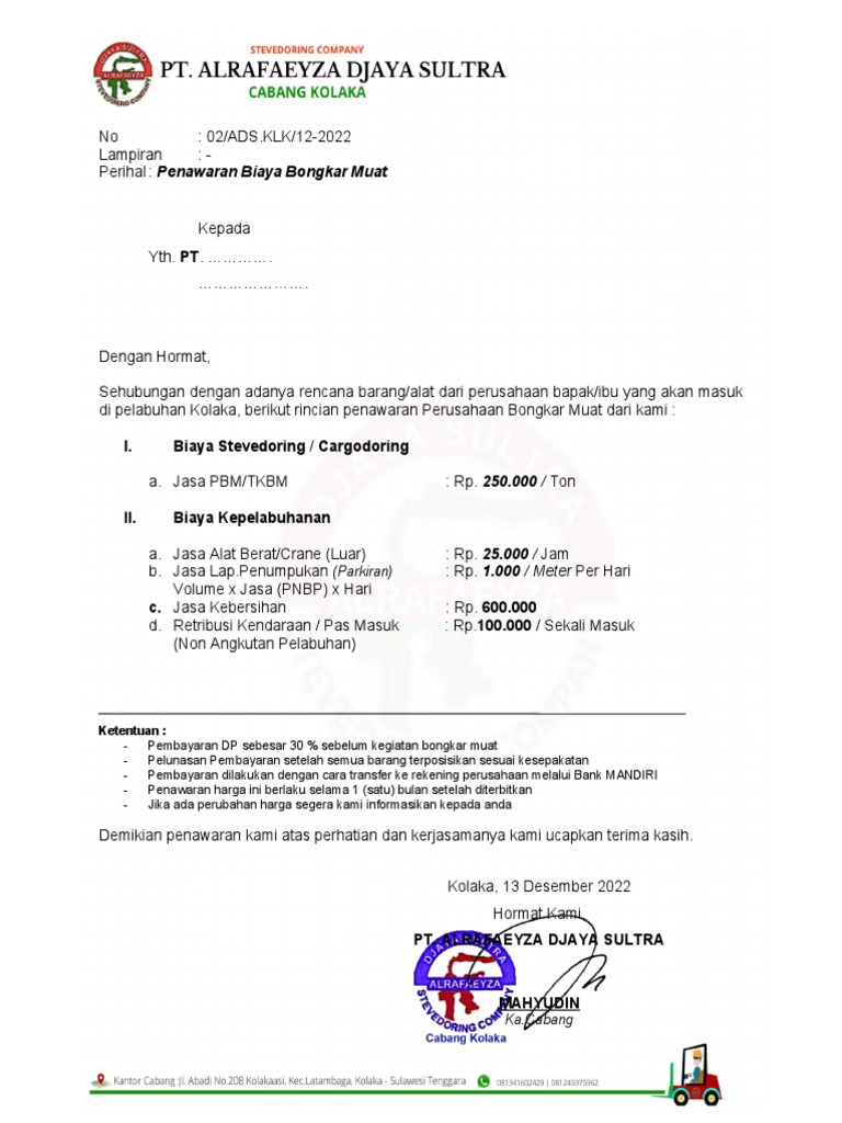 Contoh Surat Penawaran PBM | PDF