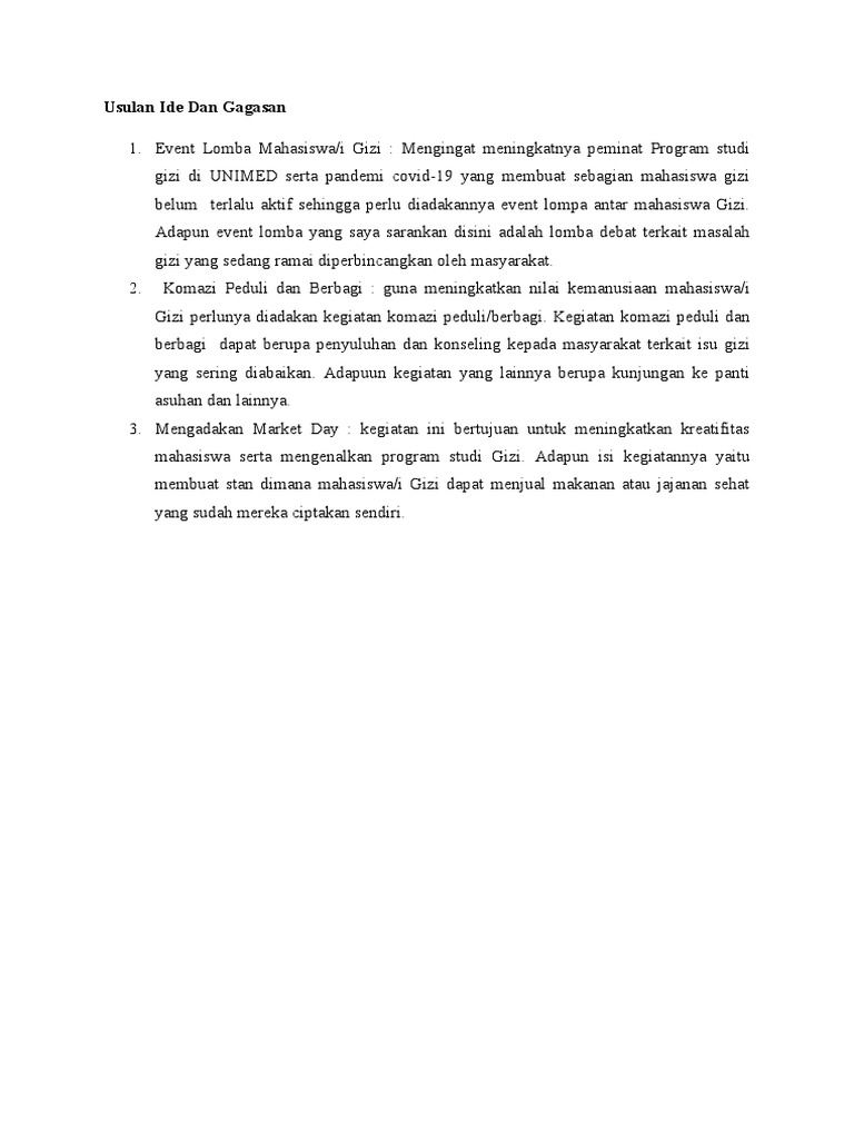 Usulan Ide Dan Gagasan | PDF
