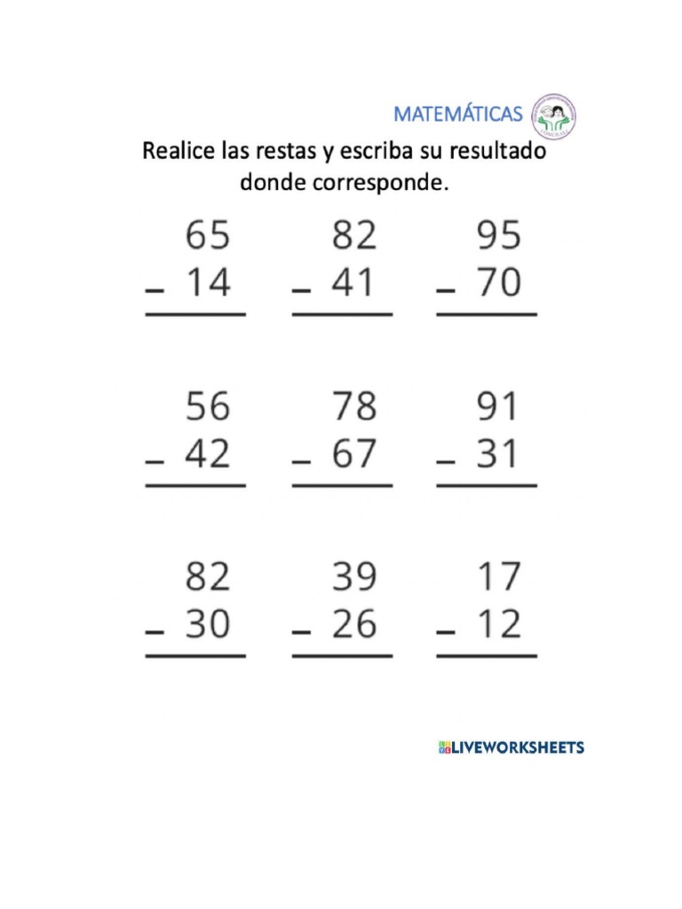 Sumas y Restas Matematica | PDF