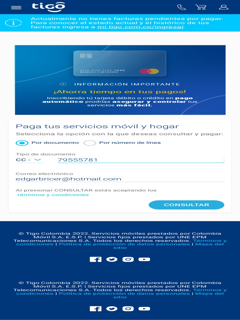 Pagos de Servicios Móviles y Fijos Tigo | PDF