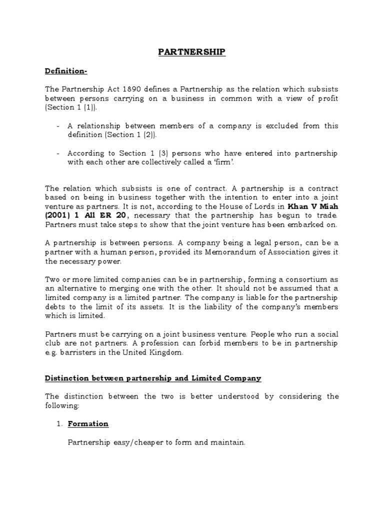 Ziale Lecture Notes On Partnership | PDF | Partnership | Law Of Agency