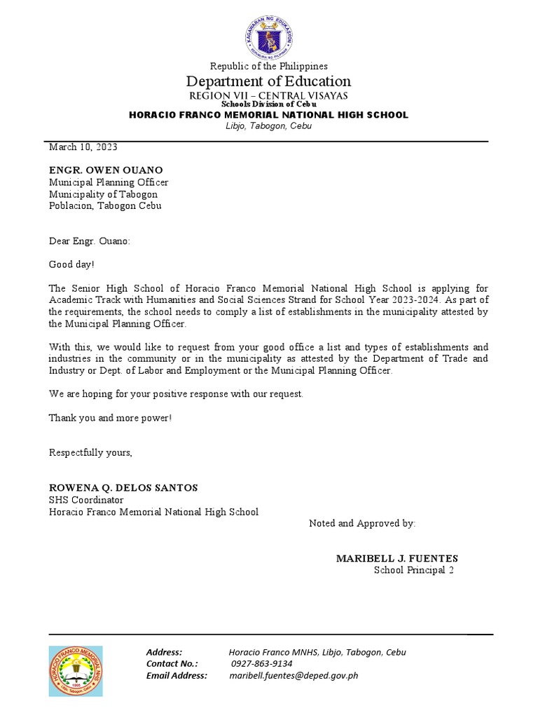 Letter Request For Municipal Planning Officer | PDF