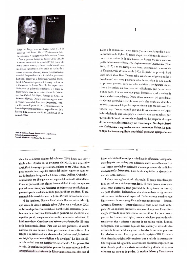 Borges - J. Ficcones - Tlon - Uqbar - Orbis Tertius | PDF
