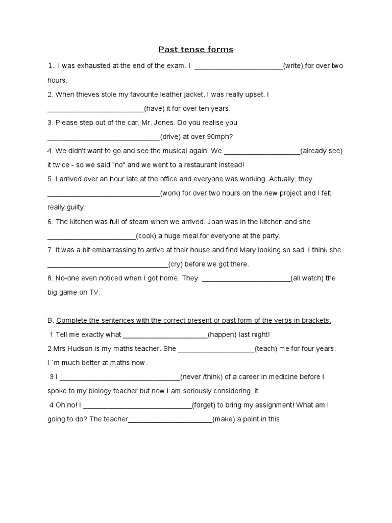 Past Tense Forms CAE | PDF