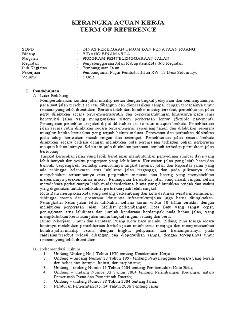 KAK Pembangunan Jalan | PDF