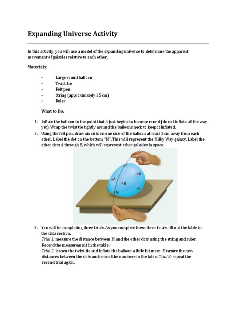 1U4 Expanding Universe Activity | PDF | Milky Way | Galaxy