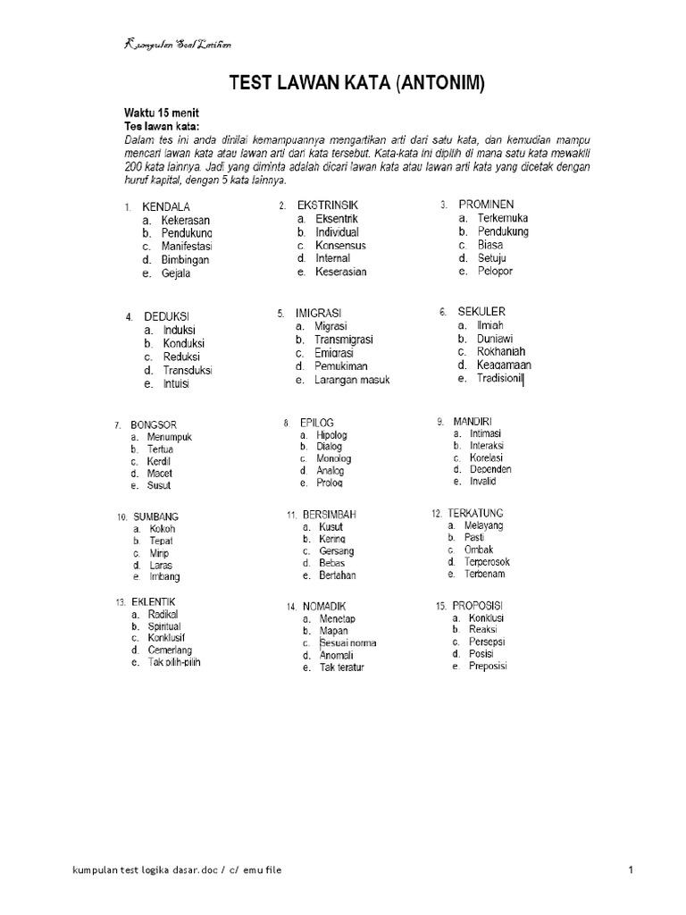 Kumpulan Test Logika Dasar | PDF