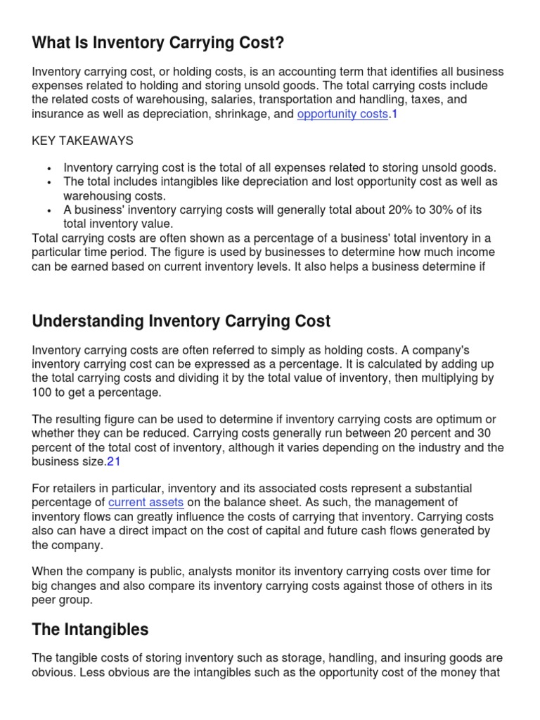 Understanding Inventory Carrying Costs: Calculating Costs, Reducing ... Understanding Inventory Carrying Costs: Calculating Costs, Reducing ...