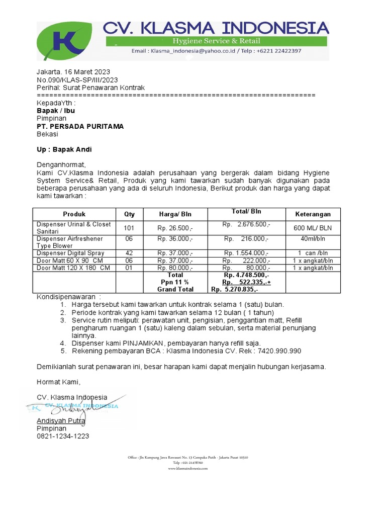 Puri Persada Penawaran Maret 2023 | PDF | Bisnis