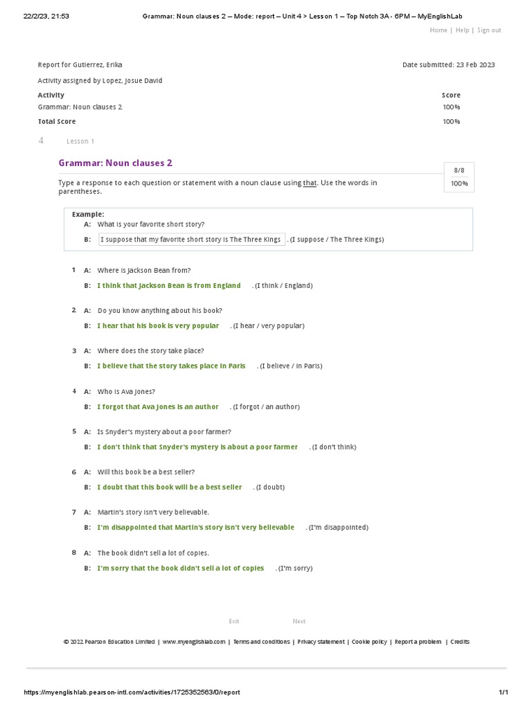 Grammar - Noun Clauses 2 - Mode - Report - Unit 4 - Lesson 1 - Top ...