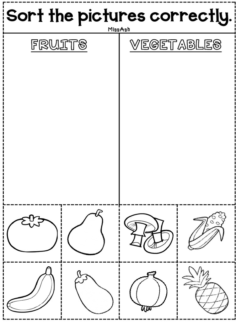 Fruits and Vegetable Sorting Worksheet | PDF