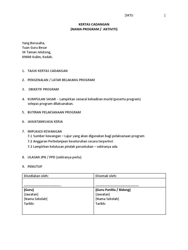 Kertas Cadangan Program 2021 | PDF