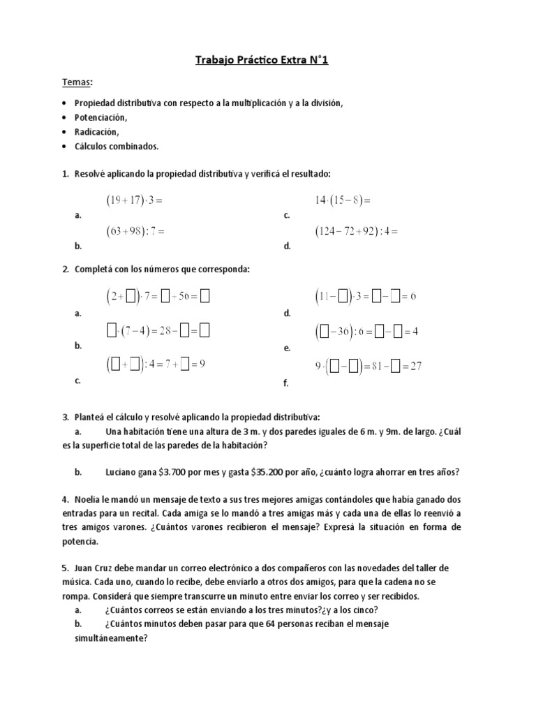 Trabajos Prácticos Extra 2017 | PDF | Matemática Elemental | Matemáticas