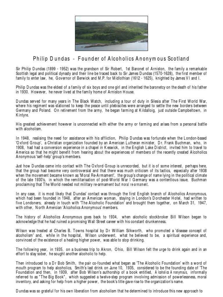 Philip Dundas - Founder of Alcoholics Anonymous Scotland | PDF | Bill W ...