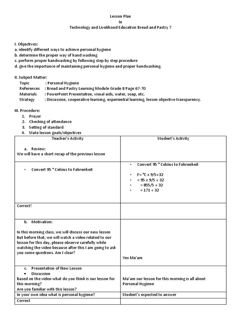 Lesson Plan 2021-2022 Final | PDF | Hand Washing | Hygiene