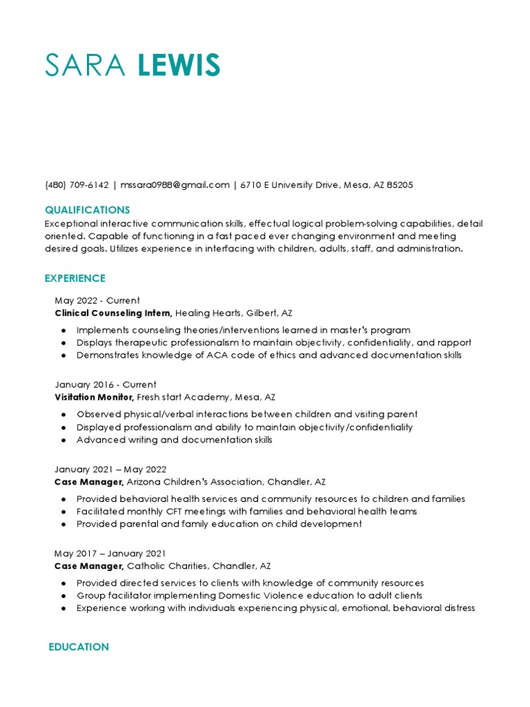 Sara Lewis: Qualifications | PDF