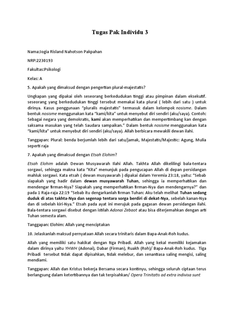 Agama Kristen Tugas 4 | PDF