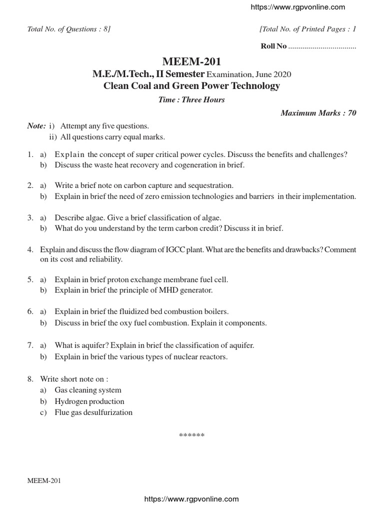 Meem 201 Clean Coal and Green Power Technology Jun 2020 | PDF