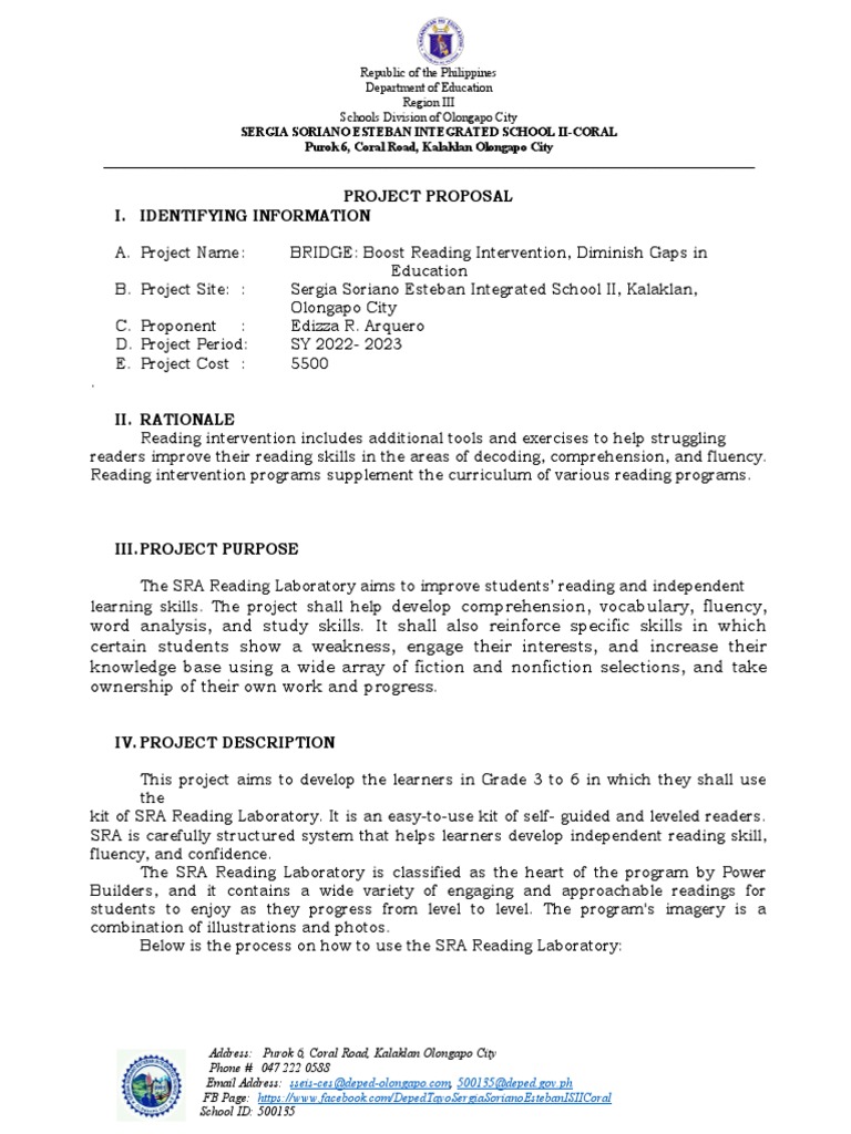 Project Proposal - Project Bridge | PDF | Reading Comprehension | Learning